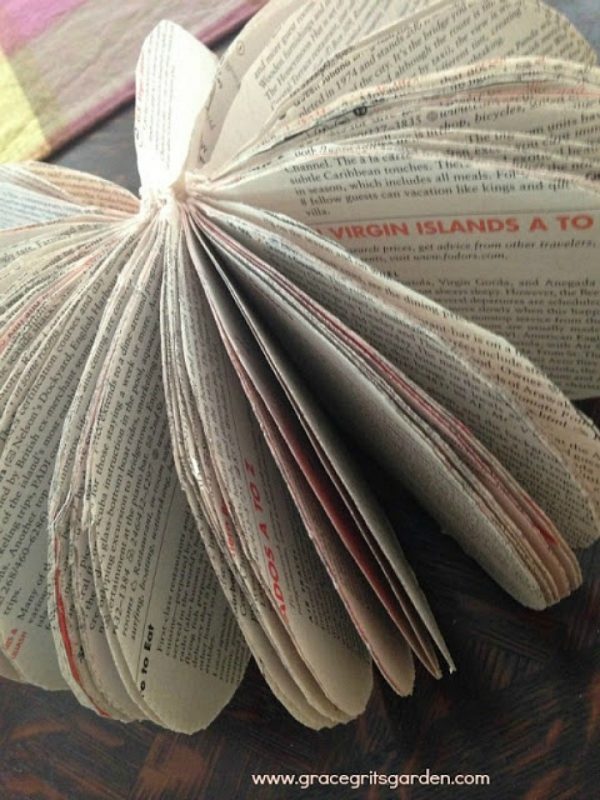 How to Make Pumpkins from Recycled Books - grace grits and gardening